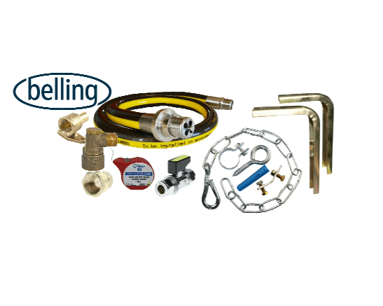 Belling Gas Cooker Installation Kit Inc Bayonet Hose, Inlet Adaptor Et ...