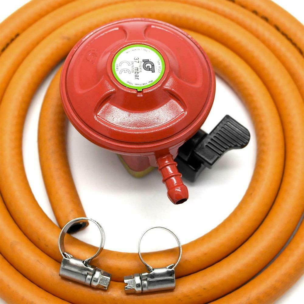 Propane 27mm Clip-On Regulator + 2 Meter LPG Hose + 2 Jubilee Clip - C ...