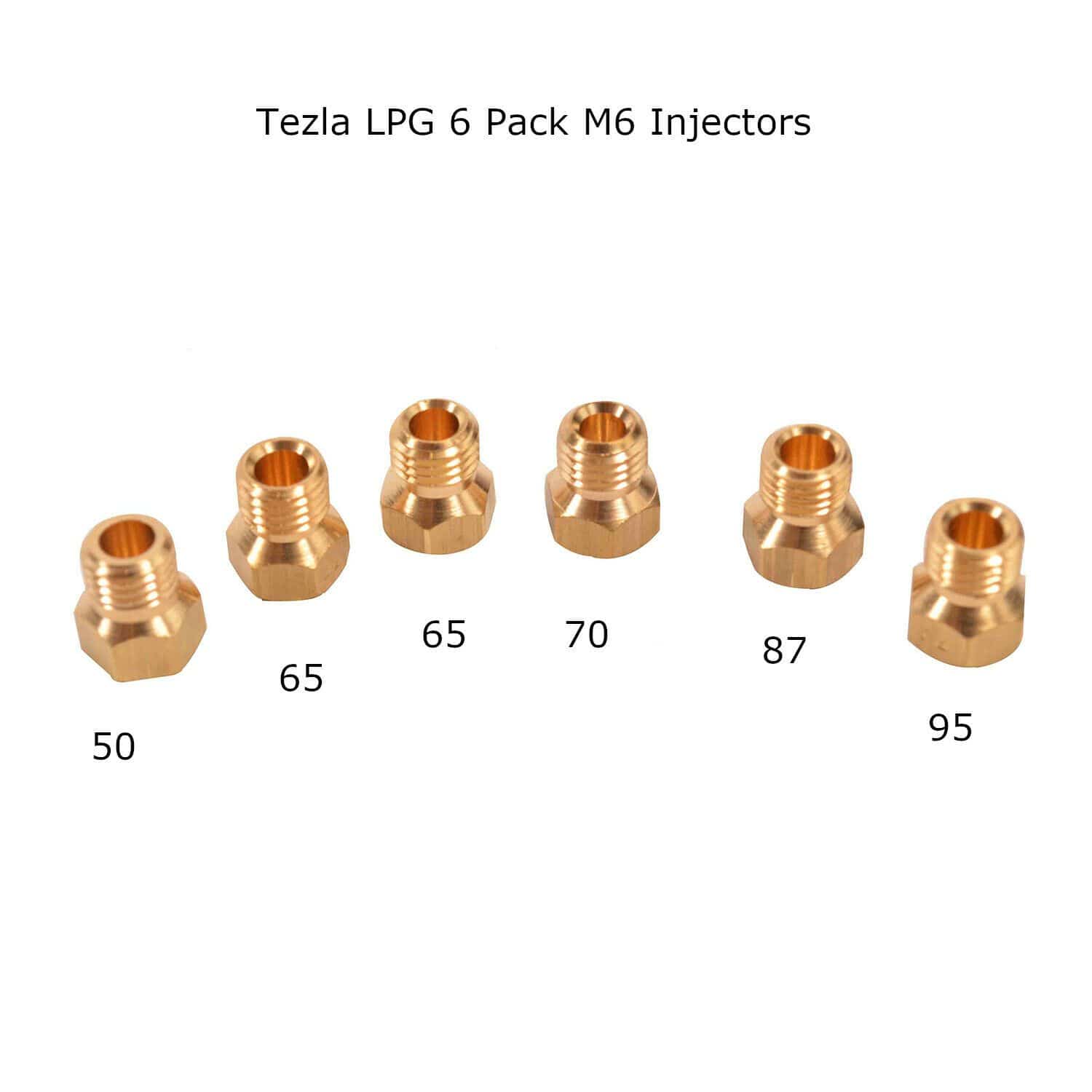 6 LPG Jet Nozzles for Cooker Injector Propane Gas 1x 50 2x 65 1x 70 1x ...